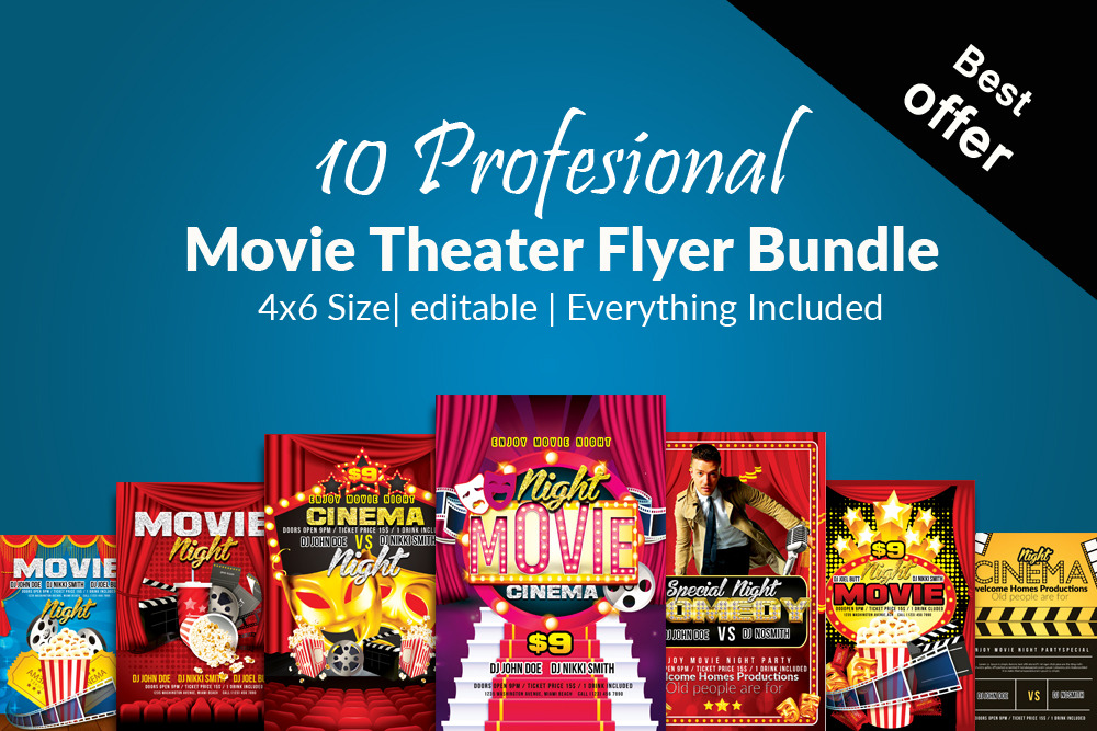 10 Movie Theater Flyer Bundle Vol:01, a Flyer Template by Psd Templates