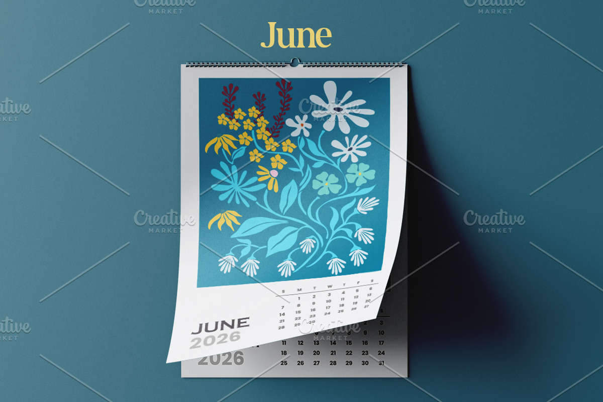 2026 Flower Theme Calendar Vector File