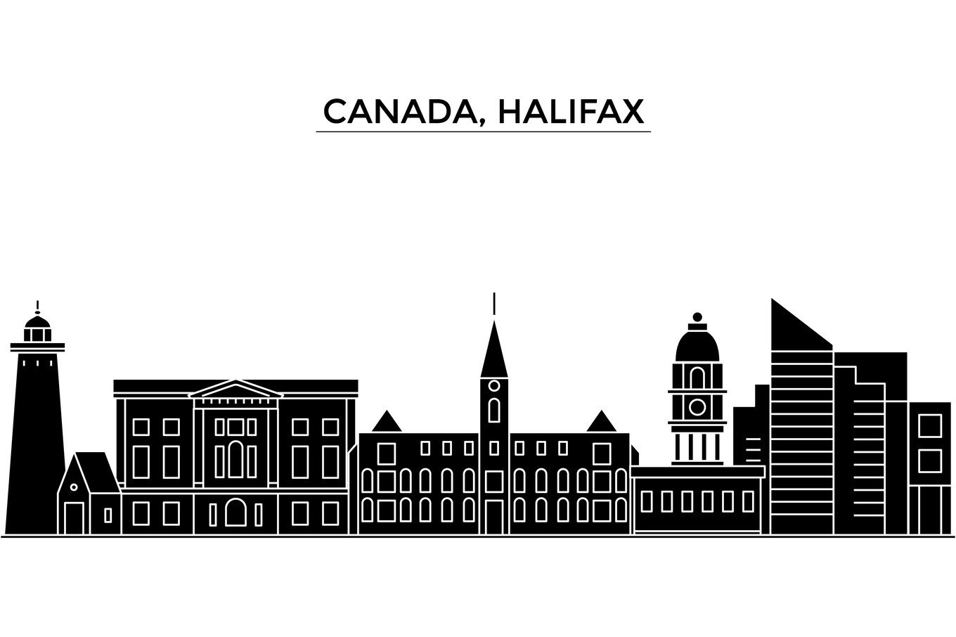 Canada, Halifax architecture vector city skyline, travel cityscape with ...
