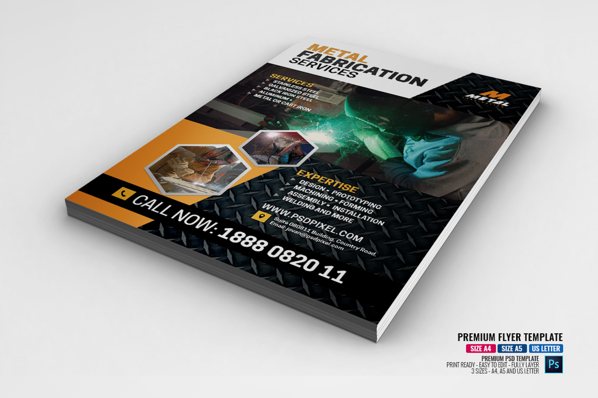 Metal Works and Fabrication Flyer, a Flyer Template by PSDPixel