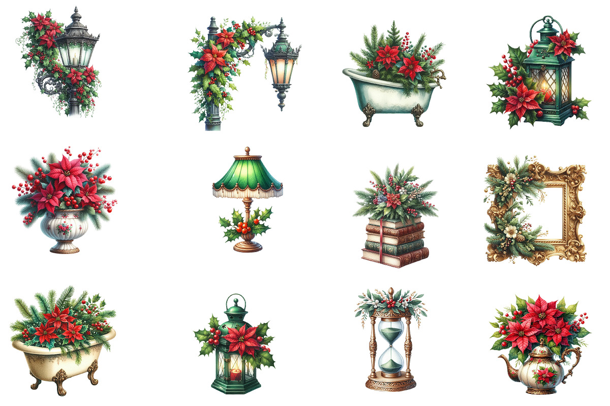 Watercolor Christmas Antique clipart, an Illustration by Designworld