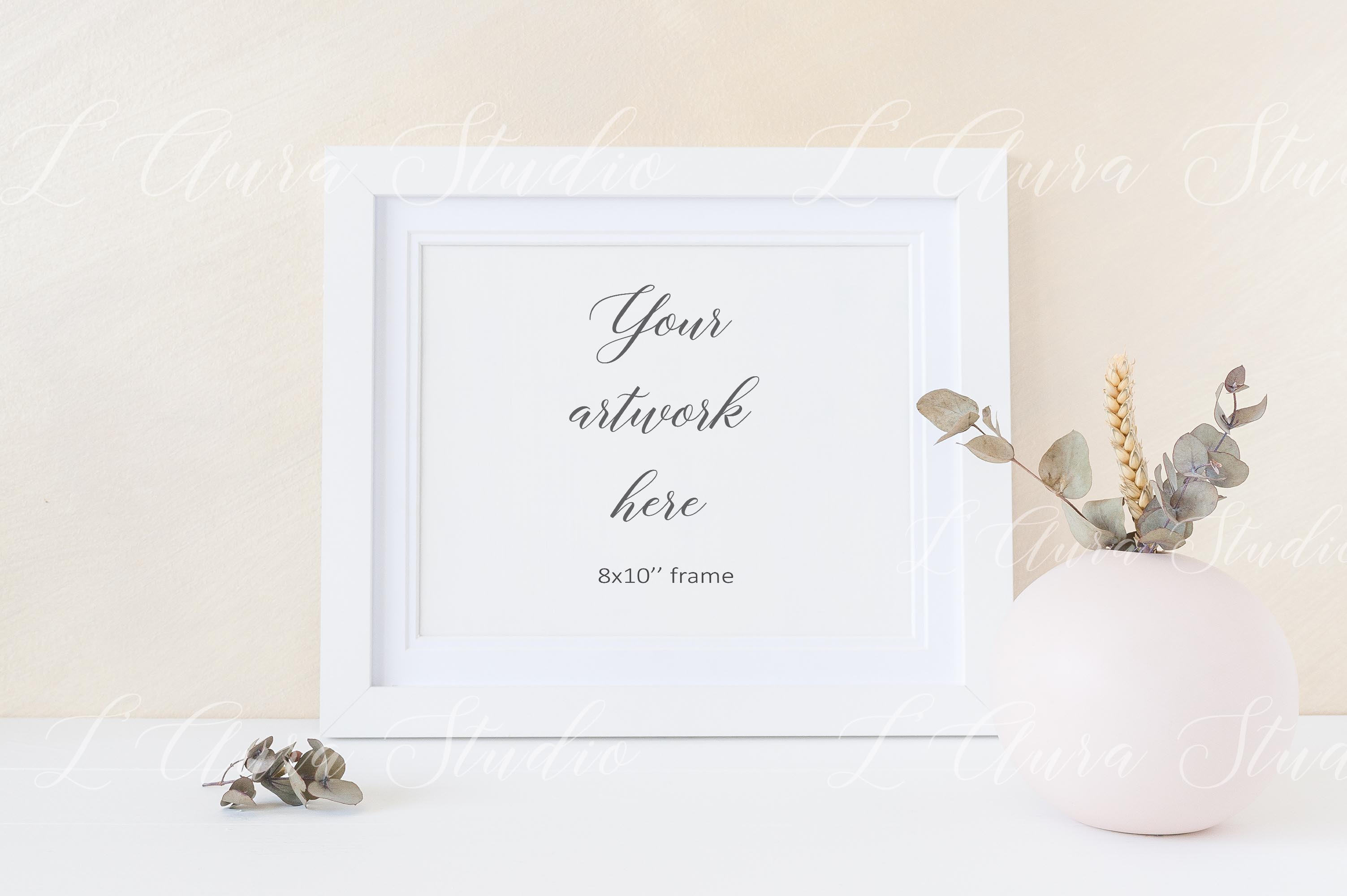 Horizontal 8x10 frame mockup - psd, a Print Template by L'Aura Studio