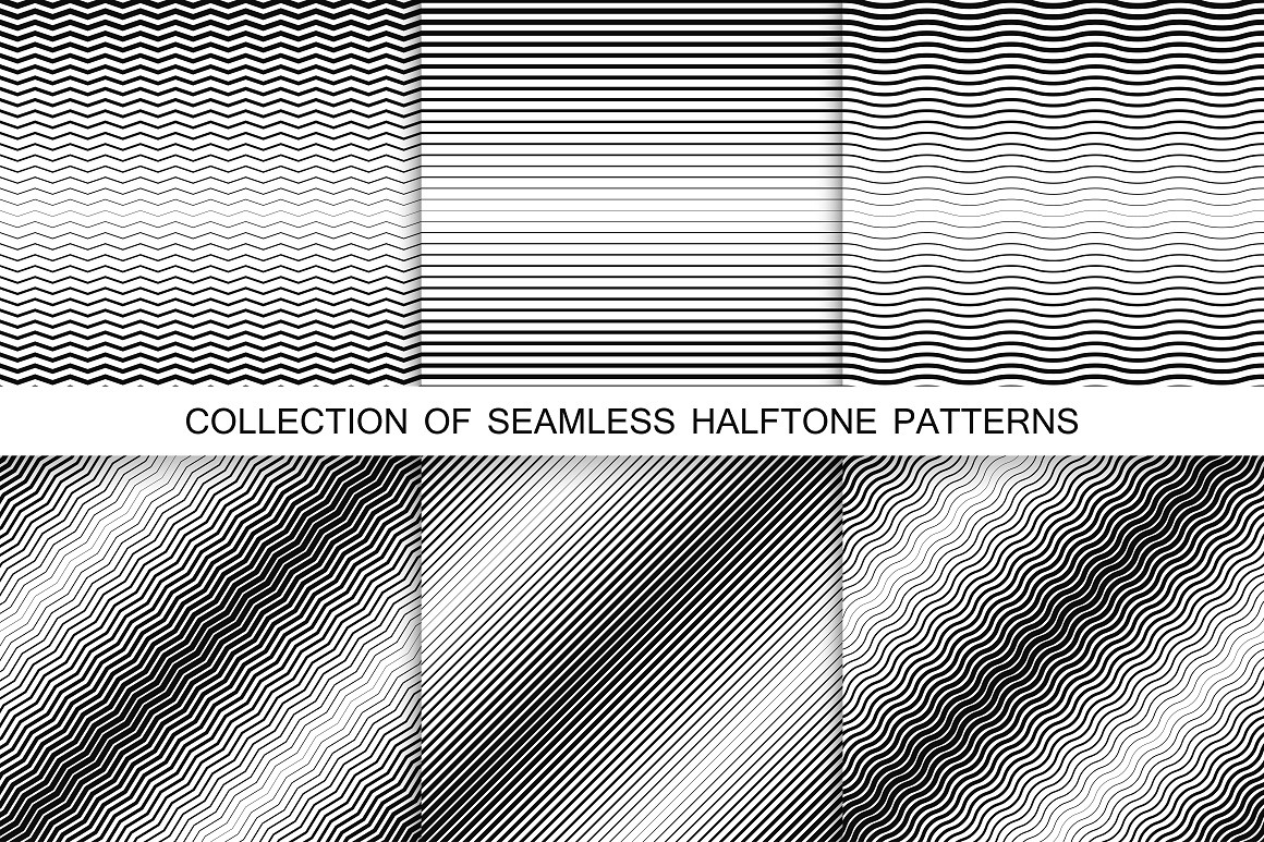 Striped halftone seamless patterns, a Pattern Graphic by ExpressShop