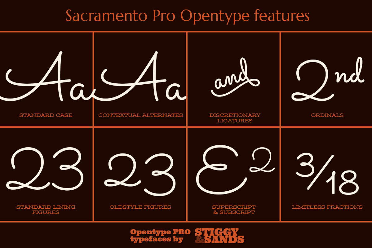 Sacramento Pro Family, a Script Font by Stiggy & Sands