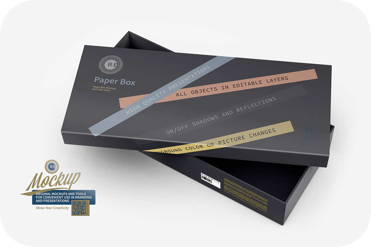 Black Paper Box Mockup, a Packaging Mockup by Reformer Mockup