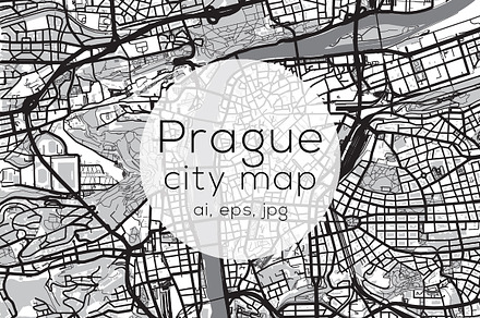 Prague city map, a Transportation Illustration by ink drop