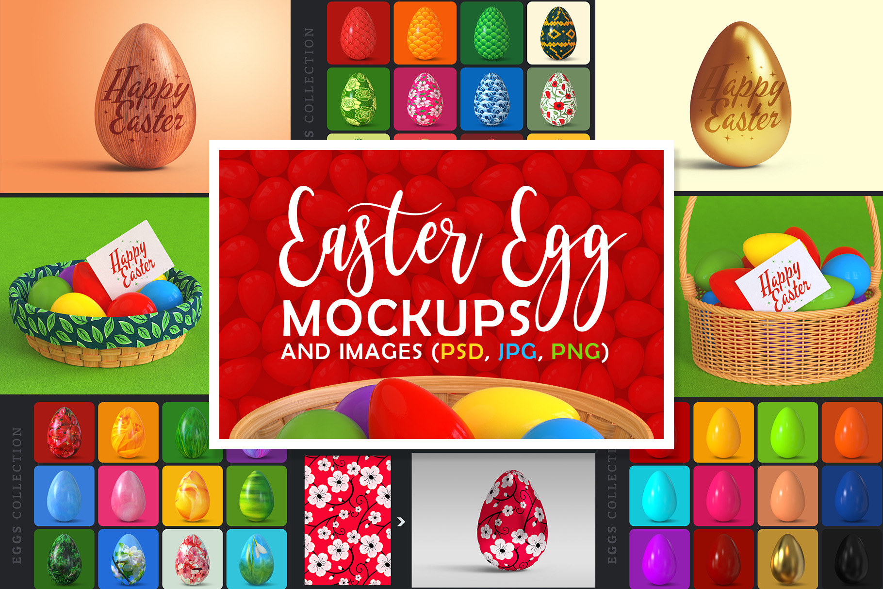 Easter Egg Mockups and Images, an Advertising Mockup by pixaroma