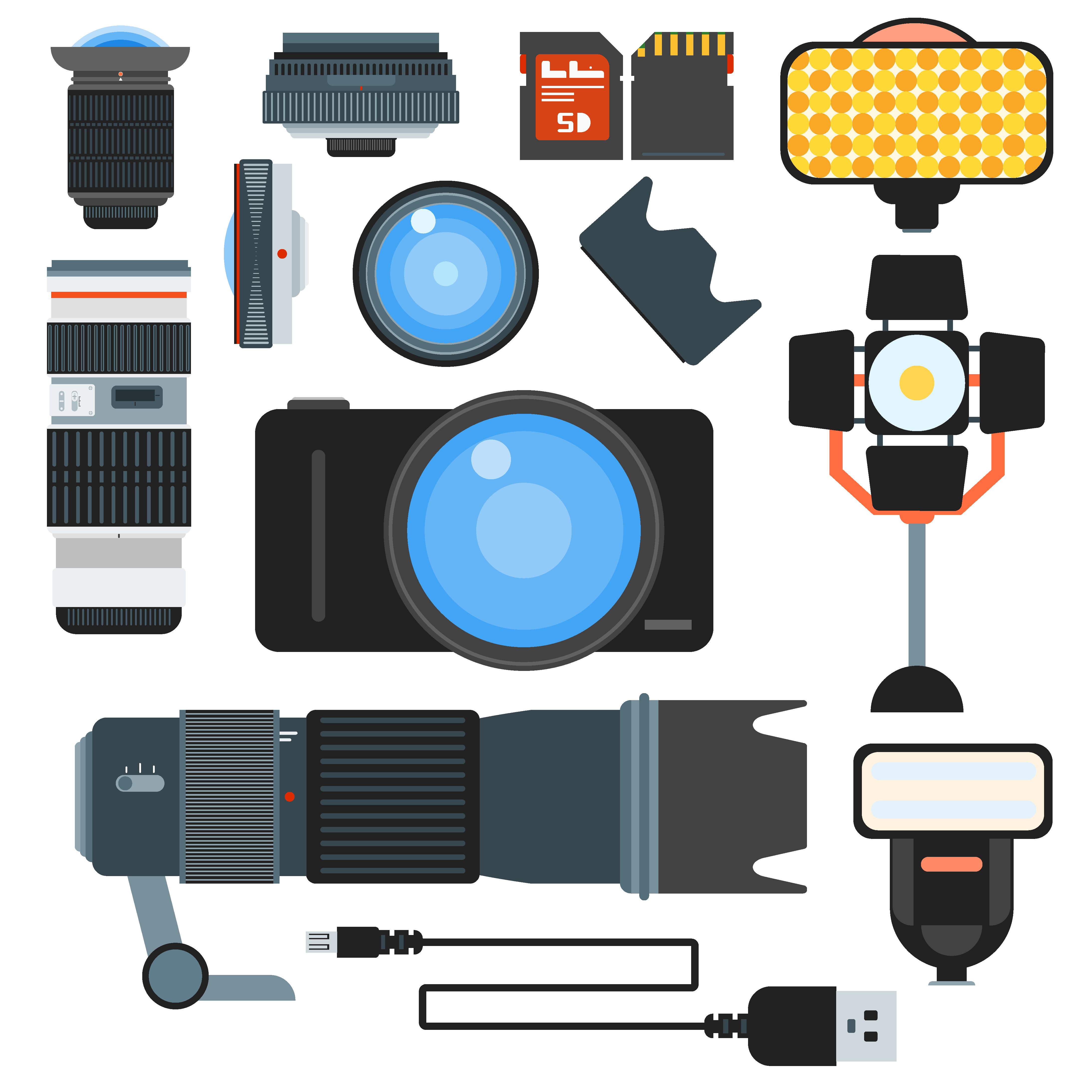 Camera lens flat icons vector | Object Illustrations ~ Creative Market