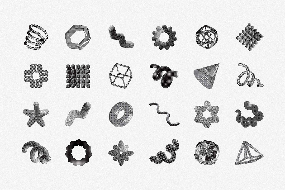 144 Dithering Bitmap Vector Shapes, an Object Graphic by pixelbuddha.net