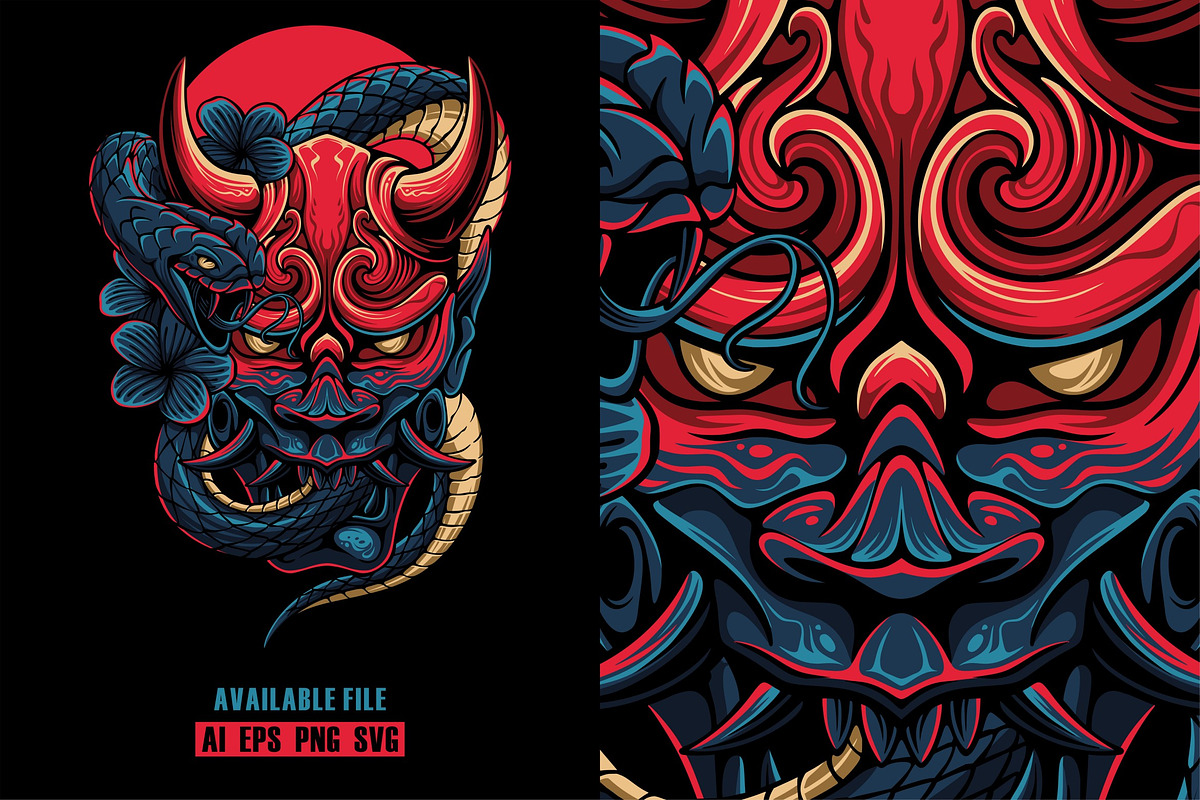 Hannya Mask Vector Illustration