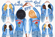 Best Friends Watercolor Clipart, a Graphic by LeCoqDesign