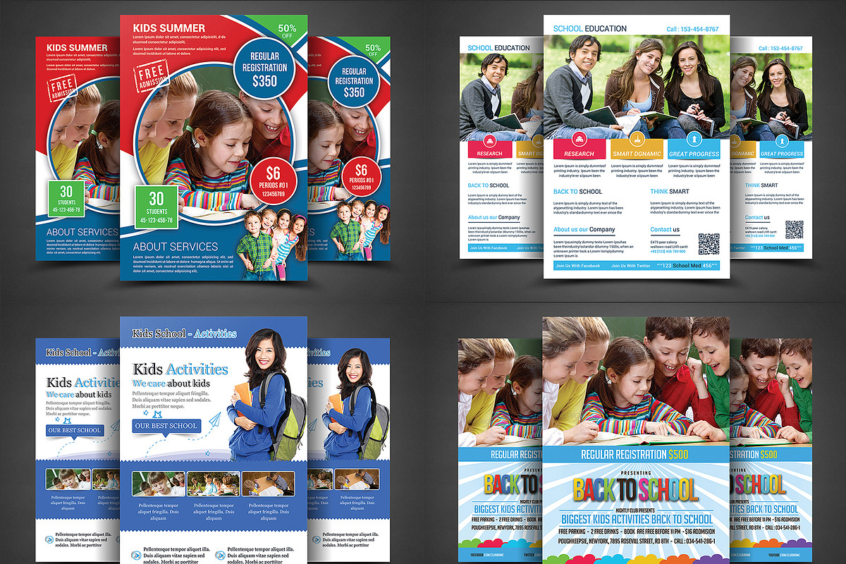 School Education Flyer Bundle, a Flyer Template by AfzaalGraphics