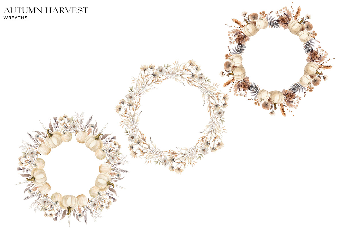 Watercolor Pumpkin Clipart Set, a Decorative Illustration by Patishop Art