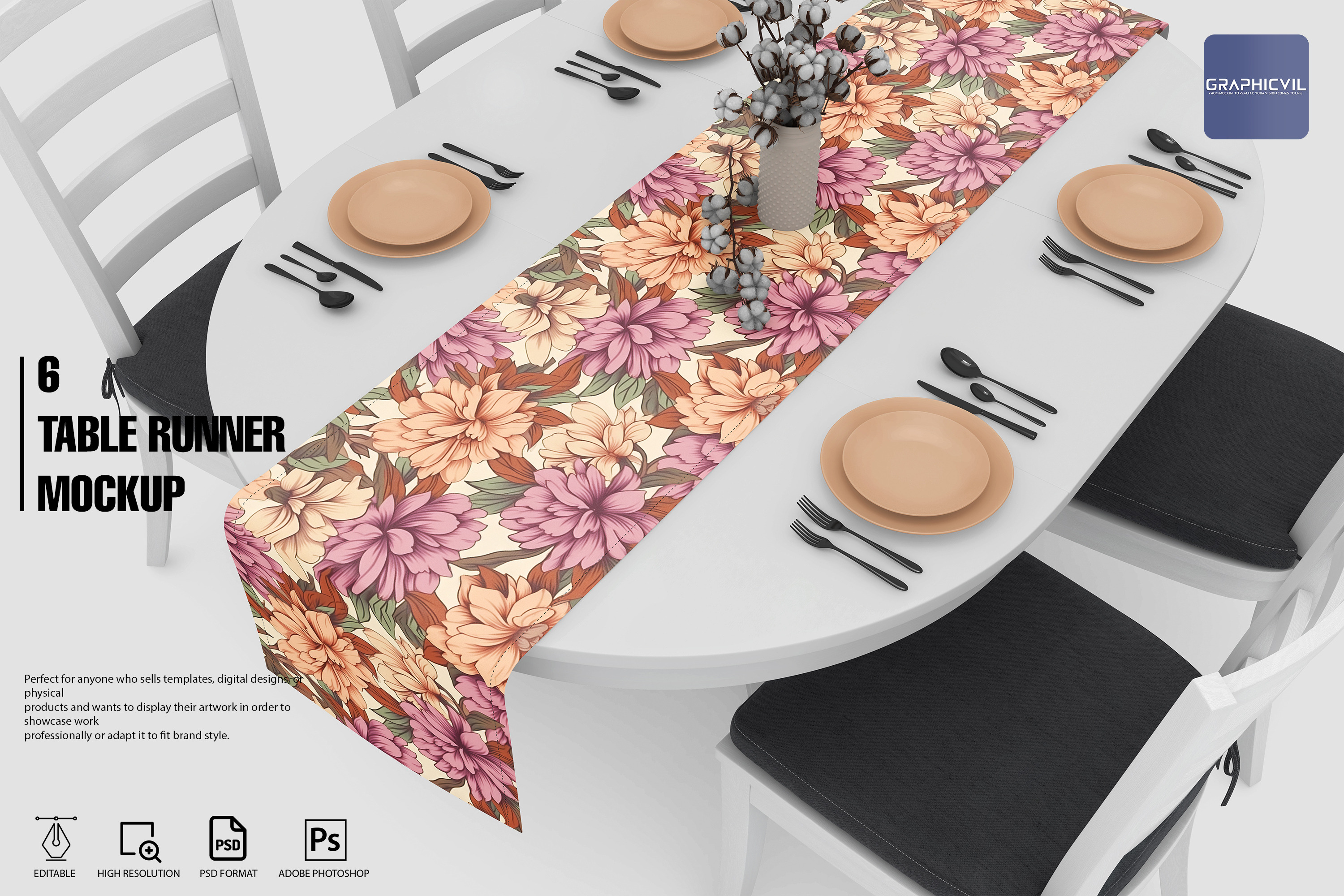 Dye sublimation Table runner Mockup