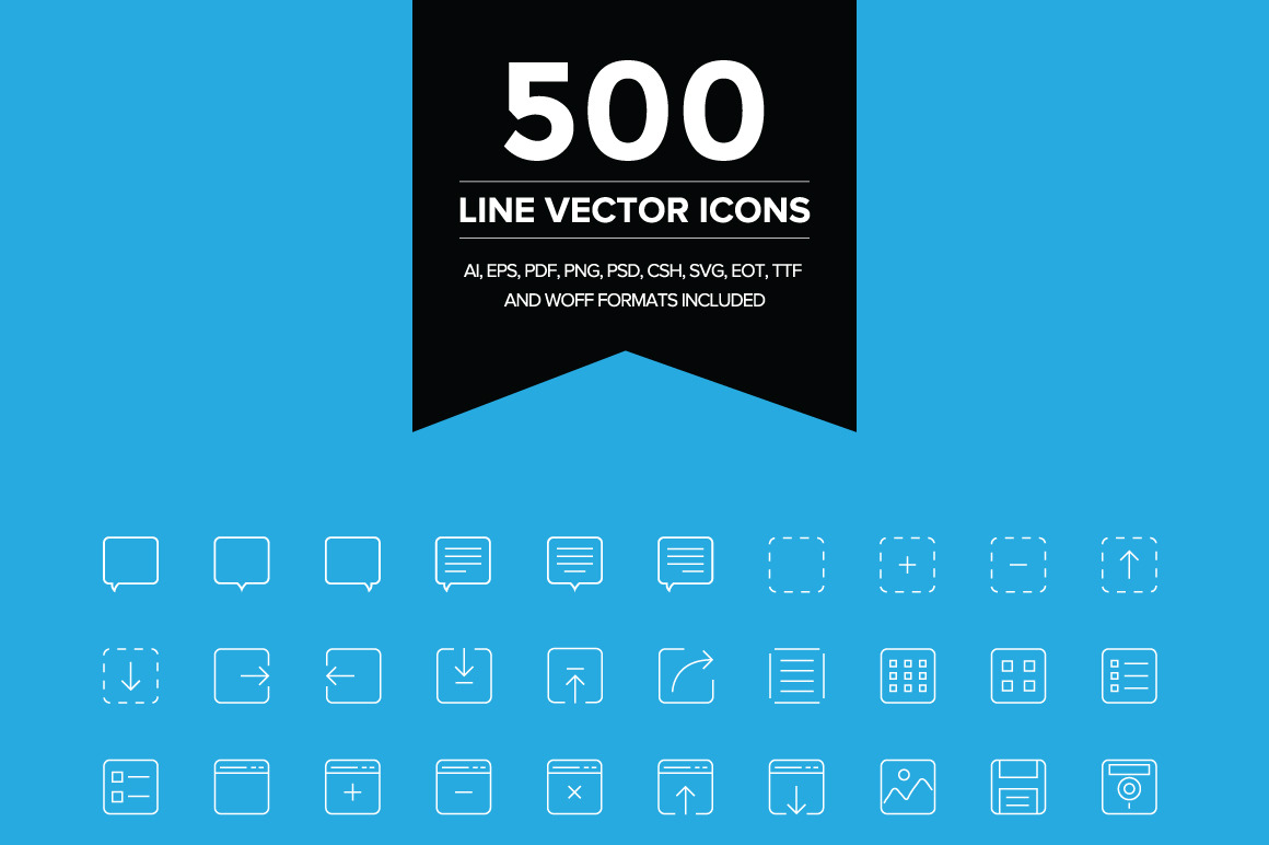 500 Line Vector Icons, an Outline Icon by Creative Stall