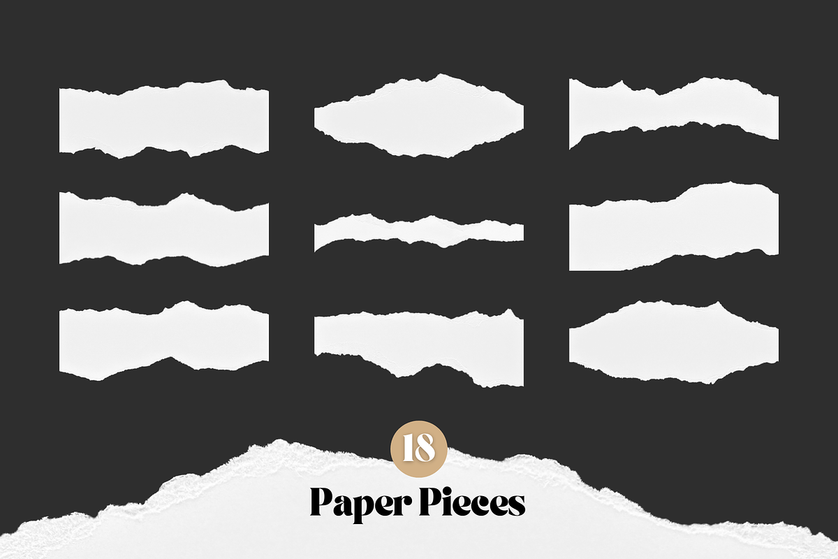 18 White Horizontal Ripped Papers, an Object Graphic by Ksuview