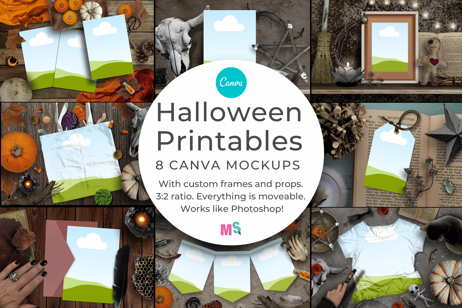 Canva Mockups for Halloween Printables