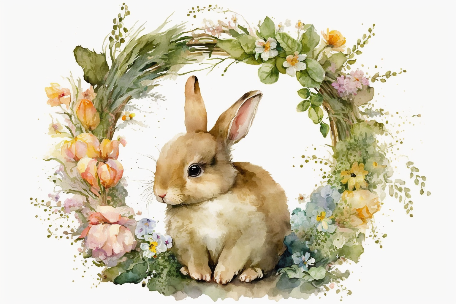 Watercolor Easter Spring Bunny | Creative Market