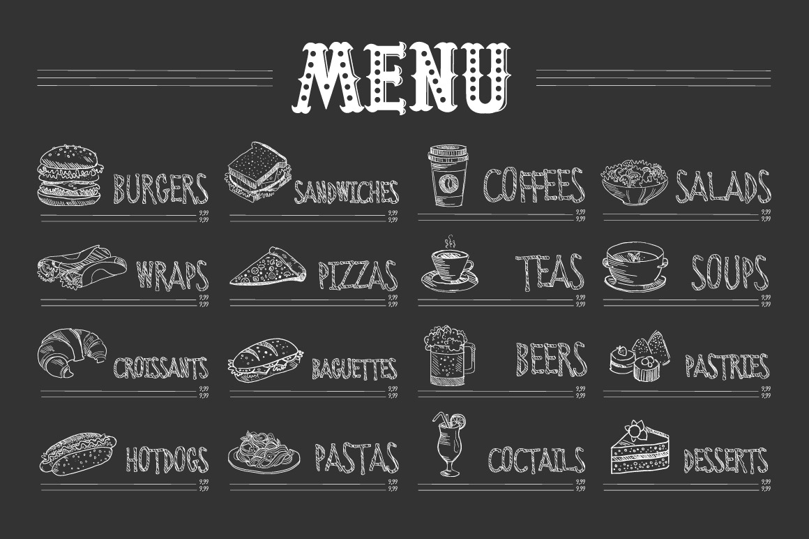 Chalkboard Menu Template, a Decorative Illustration by TopVectors