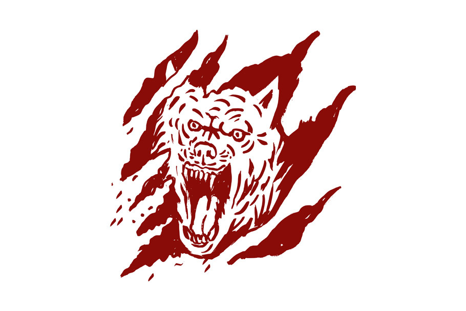 Angry wolf inside paw tear scratch, an Animal Illustration by patrimonio