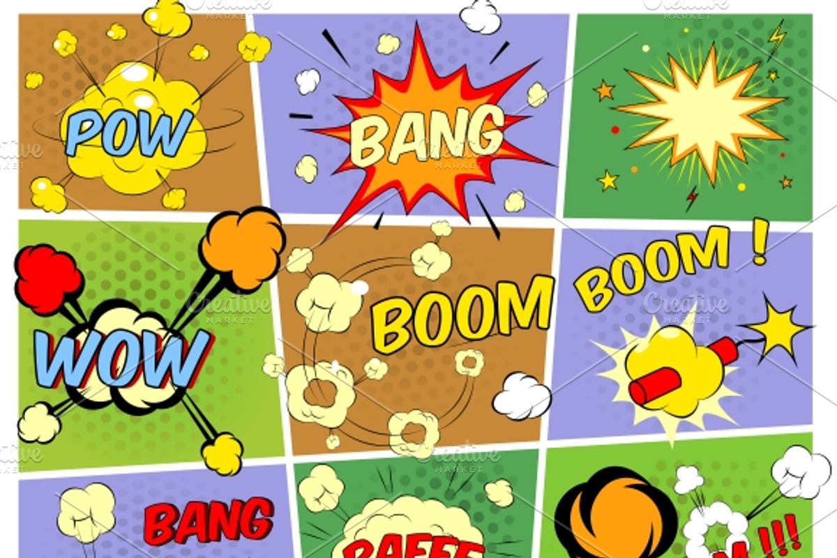Mockups of comic book speech bubbles, a Print Template by Microvector
