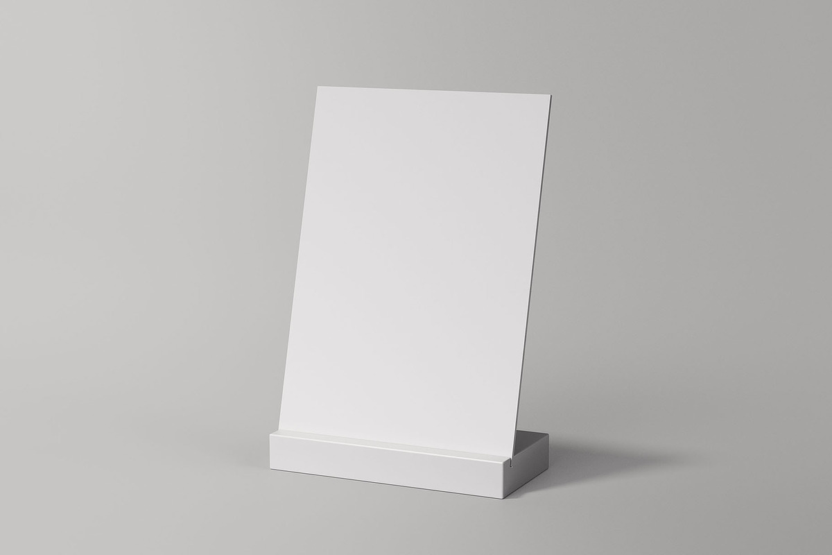 Tabletop A4 Sign Holder Mockup, an Advertising Mockup by Graphic Pear