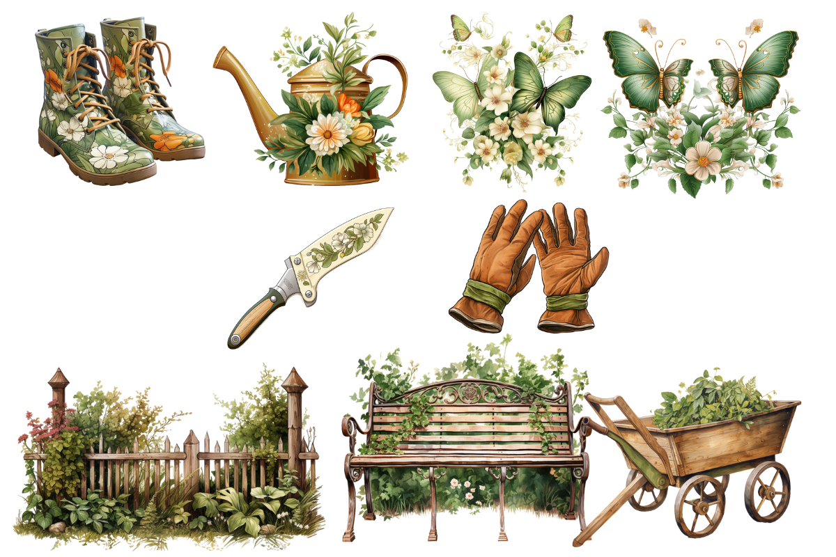 Vintage Garden Clipart, an Object Illustration by Digital Xpress ...