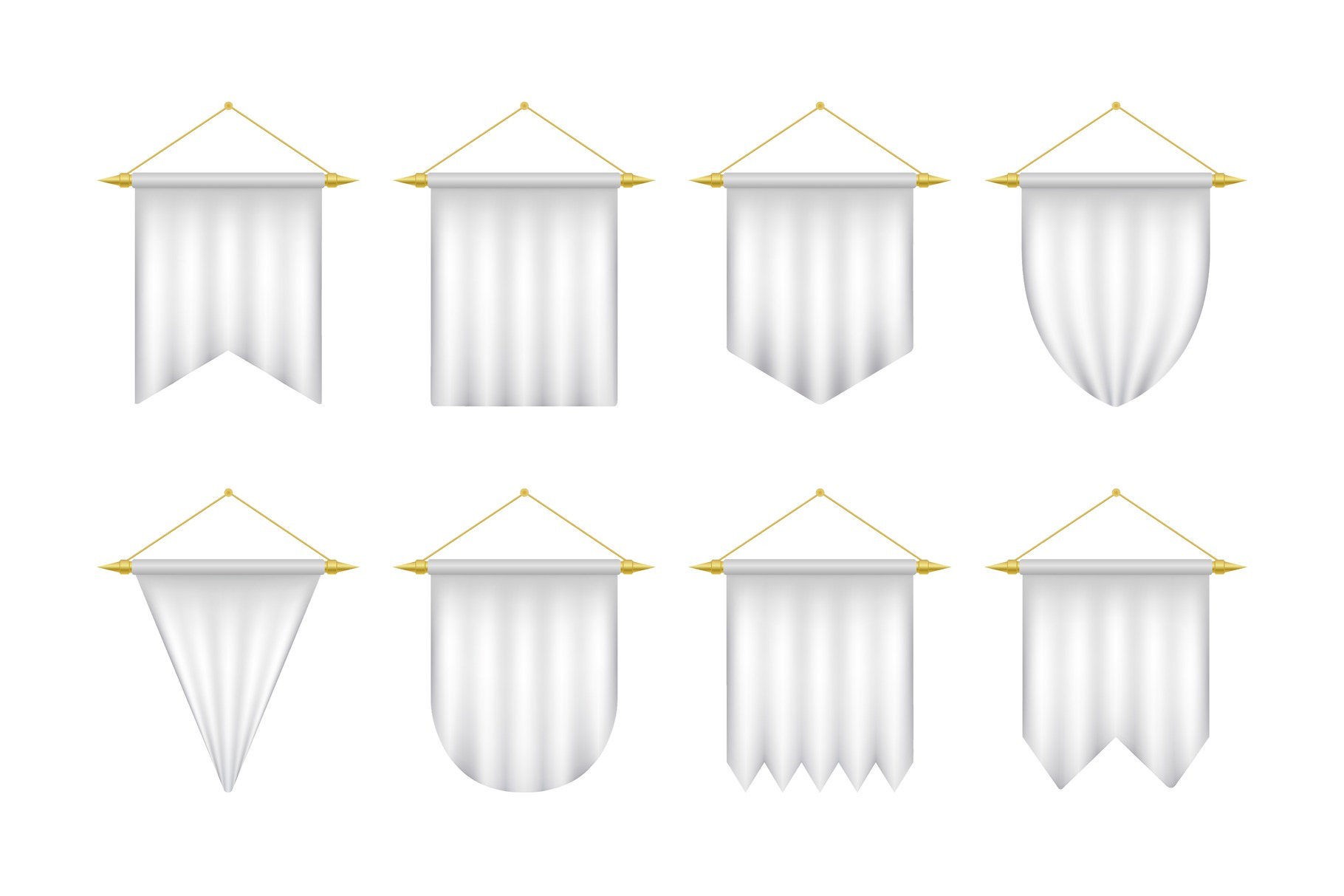 White empty realistic pennant set., a Texture Graphic by GraphiShop