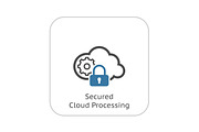 Secured Cloud Processing Icon. Flat Design. | Technology Illustrations ~ Creative Market