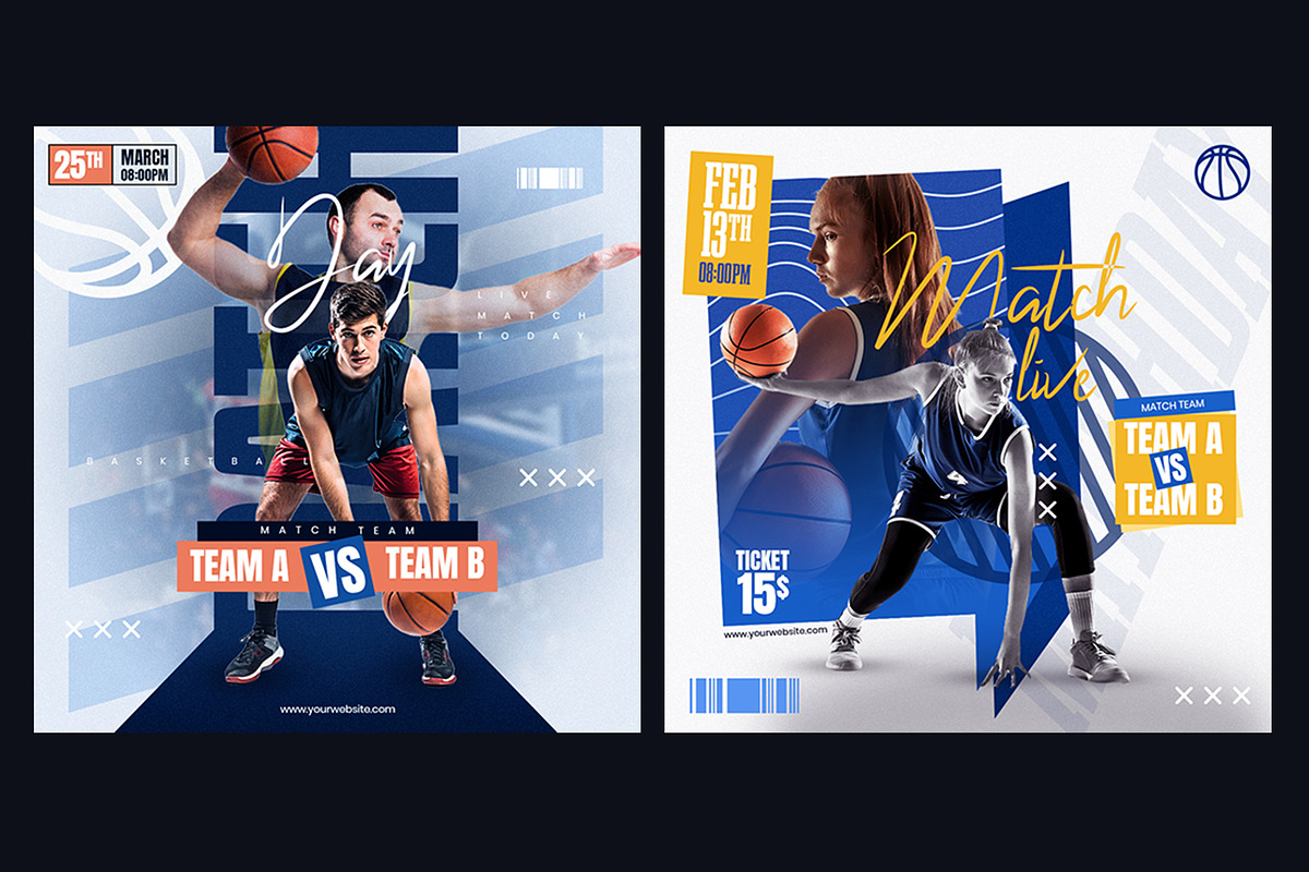 Bundle 5 Basketball Post Templates