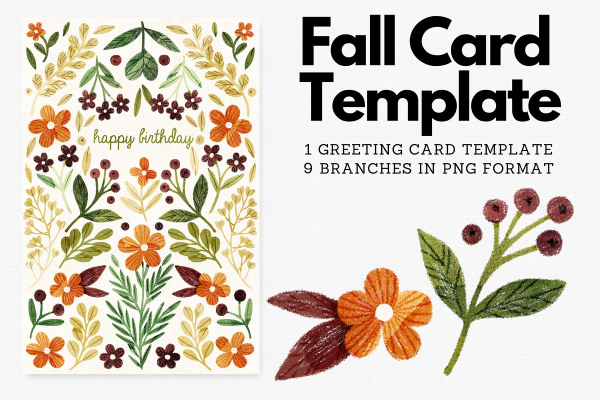 Fall Floral Greeting Card Template