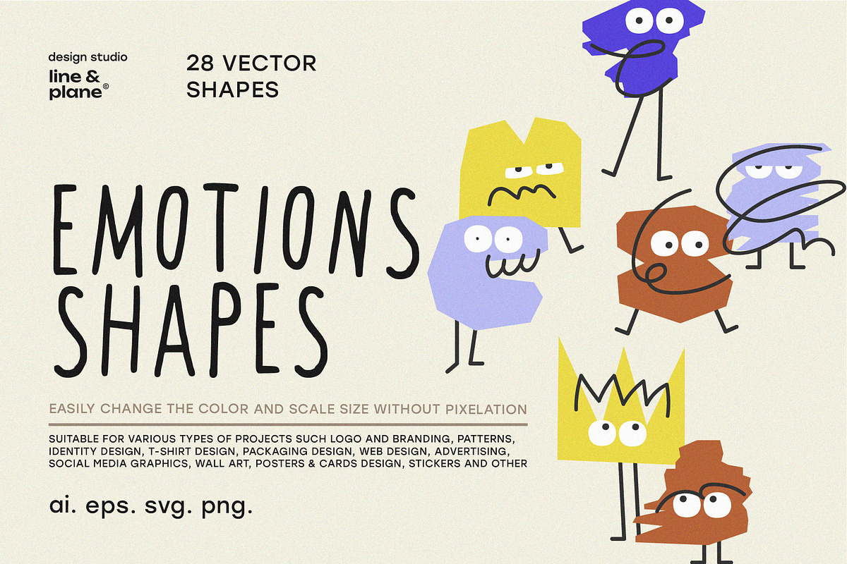 Vector Emotions Illustrations, an Object Graphic by line & plane