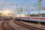 High speed white passenger train, a Photo by den-belitsky
