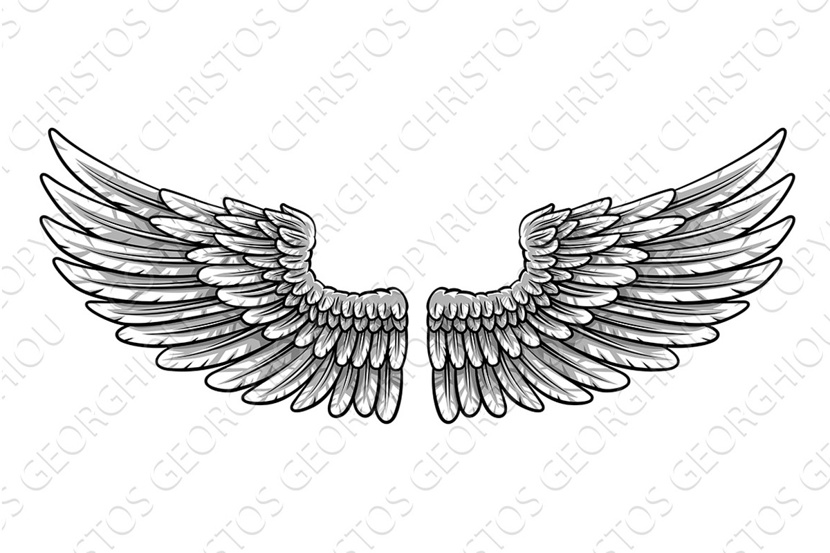 Pair of Spread Eagle or Angel, an Animal Illustration by Christos ...