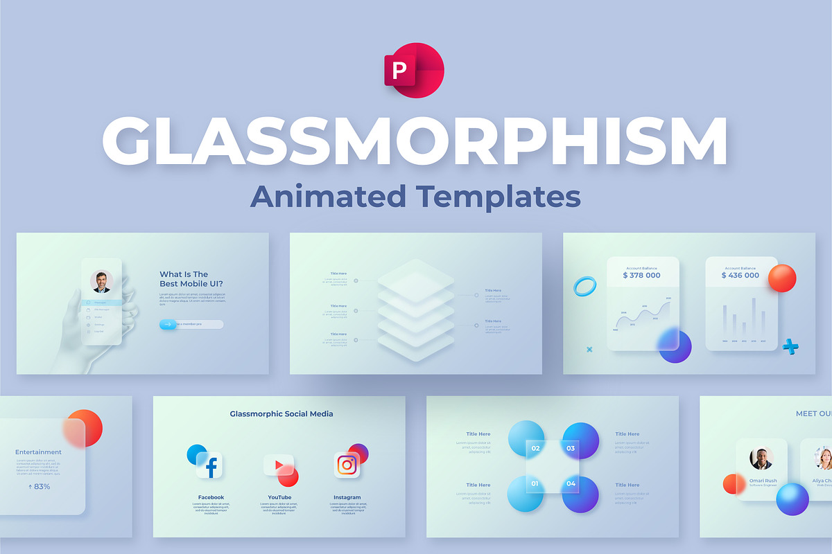 Glassmorphism PowerPoint Template, a Presentation Template by Abert