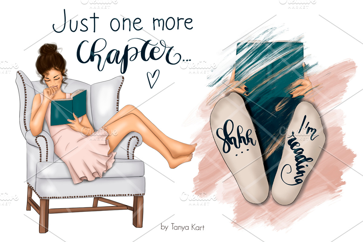 My Bookworm Life Clipart & Patterns, an Education Illustration by Tanya ...