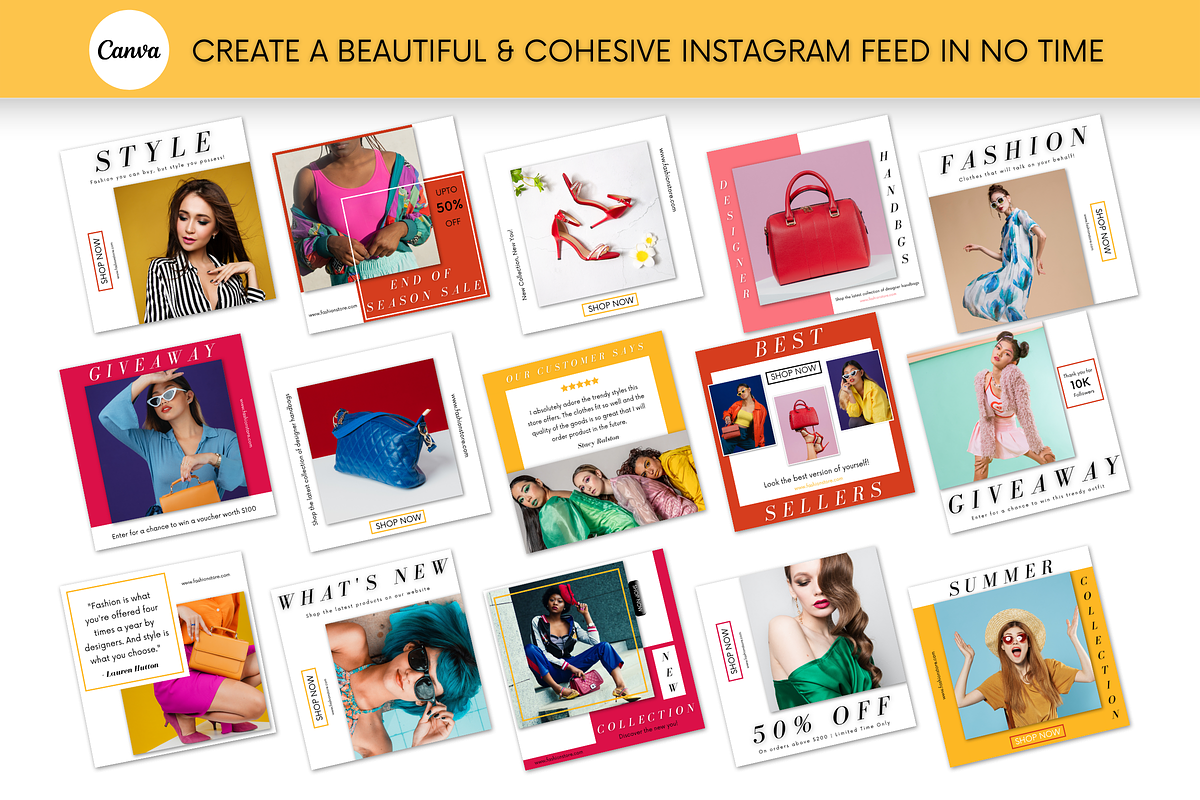 35 Fashion Store Canva Templates, a Social Media Template by Viberints