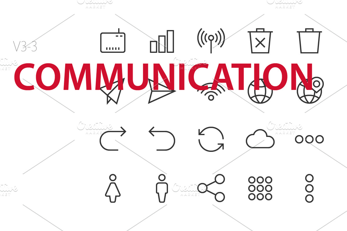 60 Communication UI icons, an Outline Icon by Palau