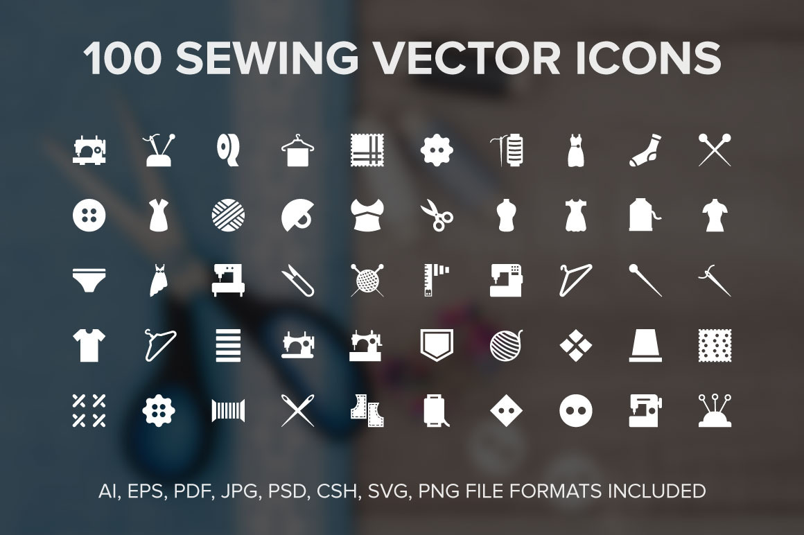 100 Sewing Vector Icons, an Icon by Vectors Market
