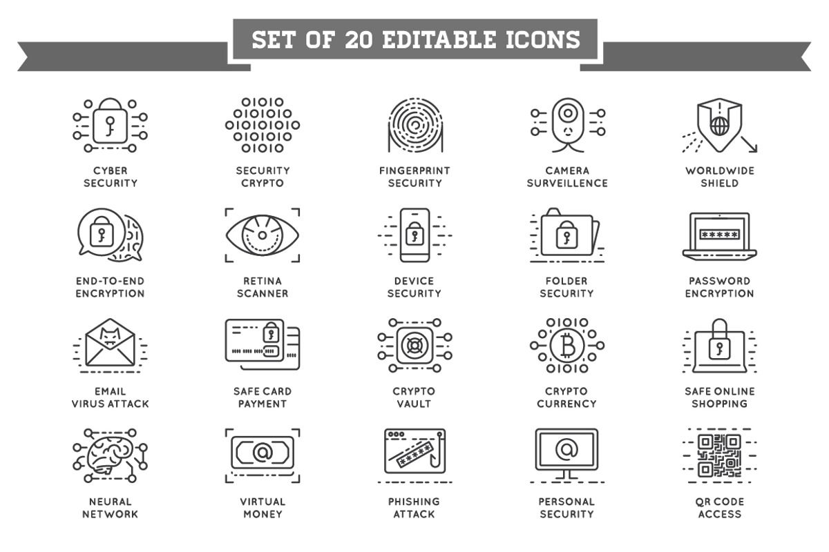 Cyber Security Logos and Icons Set, a Branding & Logo Template by Ckybe ...
