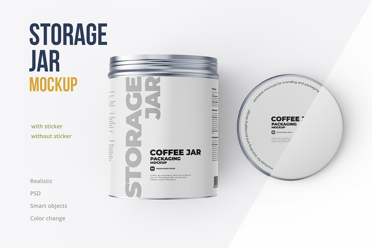 Metallic Storage Open Jar. Top view, a Cups & Container Mockup by easymock