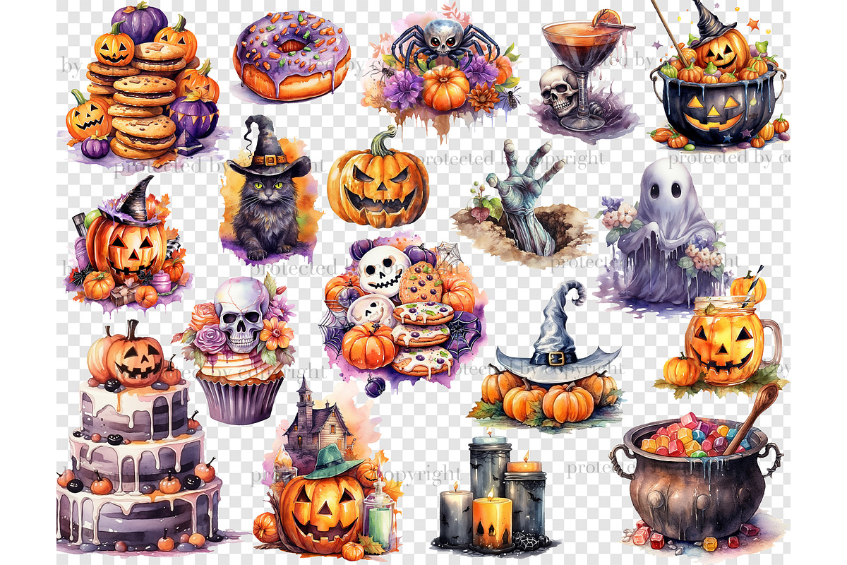 Halloween Clipart Bundle, a Food Illustration by GlamArtZhanna