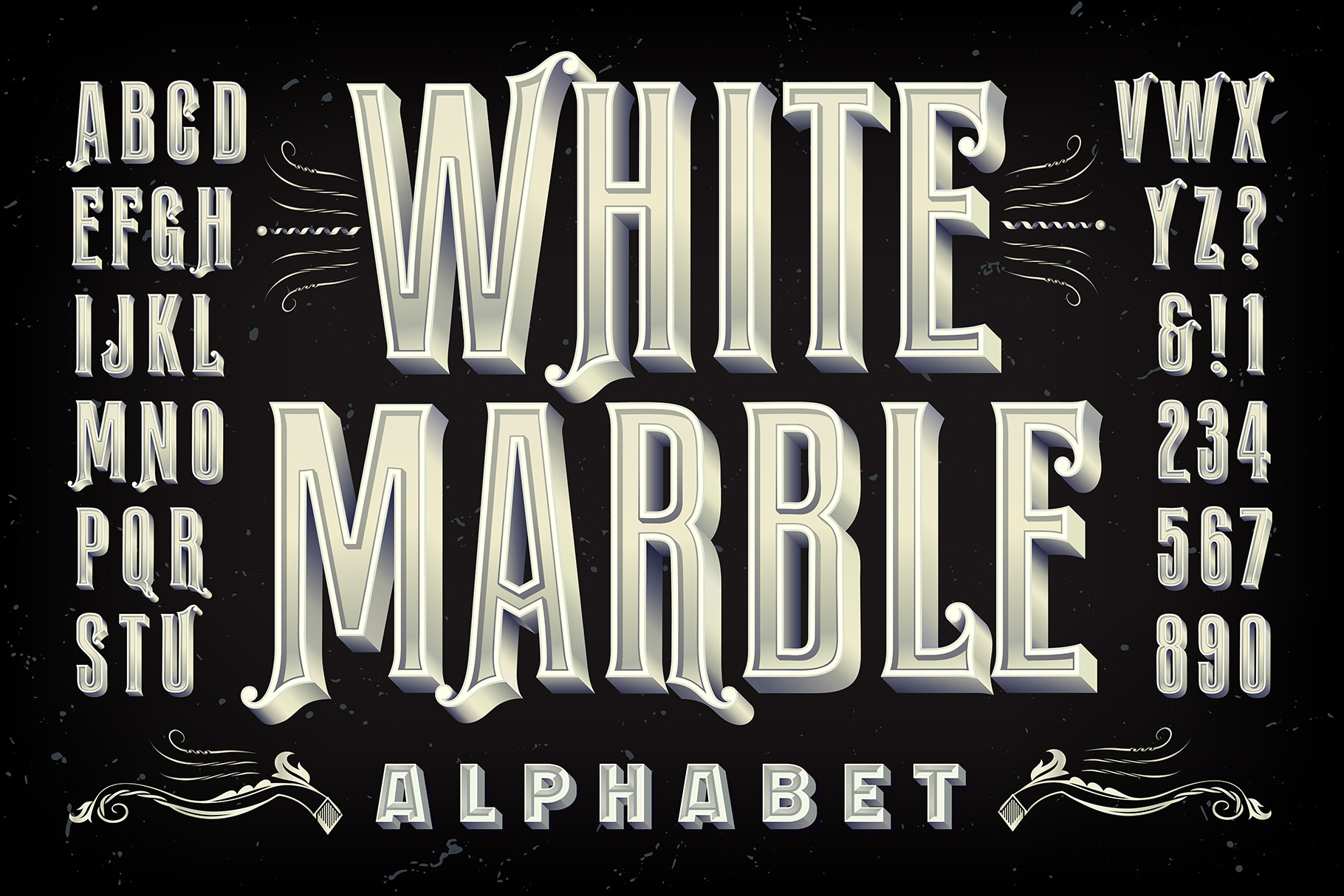 White Marble Vector Alphabet, an Object Graphic by Mysterylab Designs