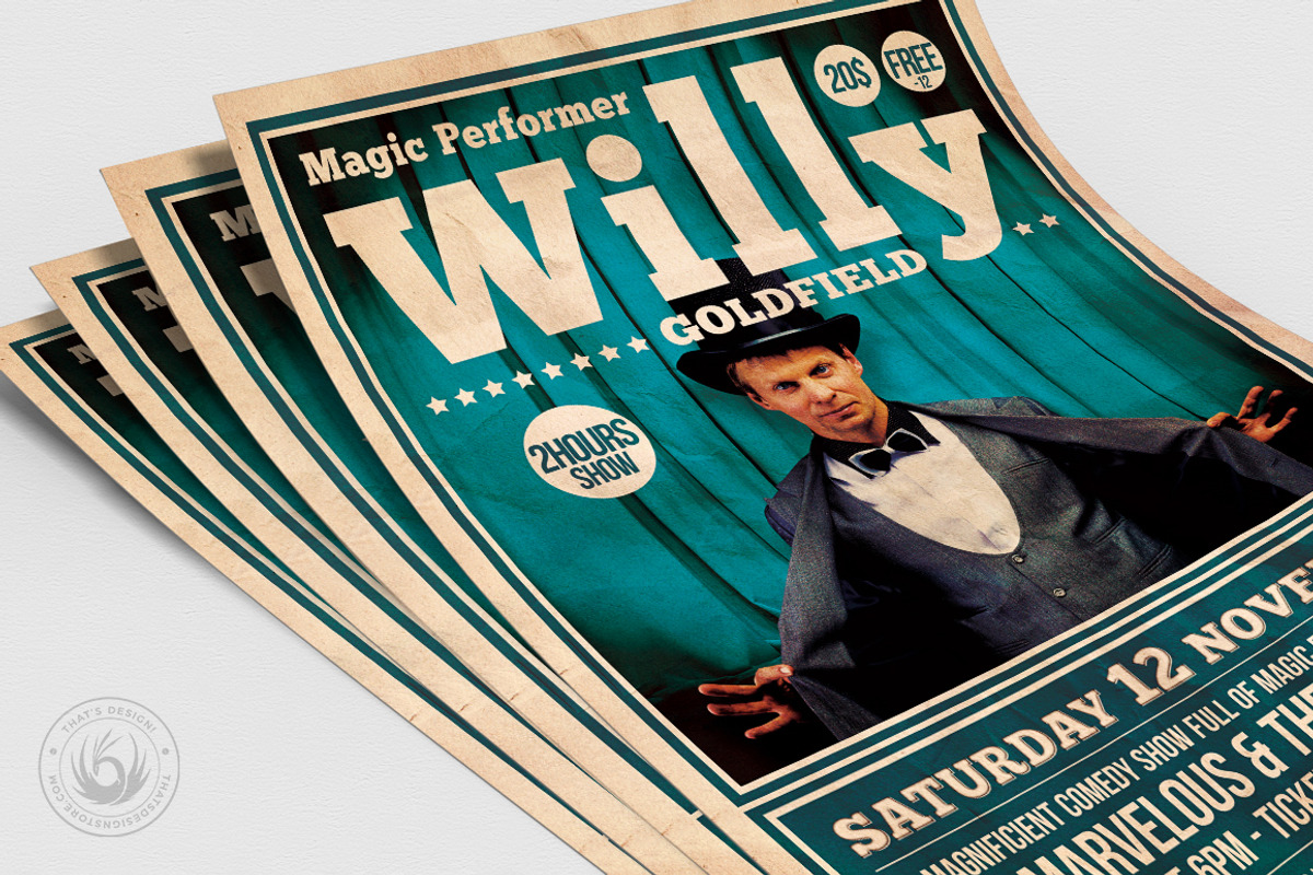 Magic Performer Flyer Template V1, a Flyer Template by ThatsDesign Art