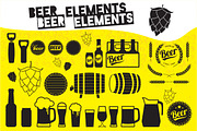 Beer elements and badges, a Food Illustration by faitotoro
