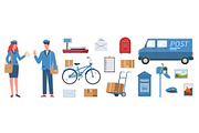 Postman characters. Woman and man in | People Illustrations ~ Creative ...