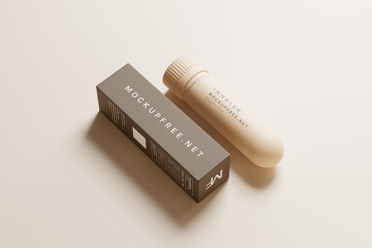 Plastic Nasal Inhaler Mockups, a Packaging Mockup by MockupFree.Net