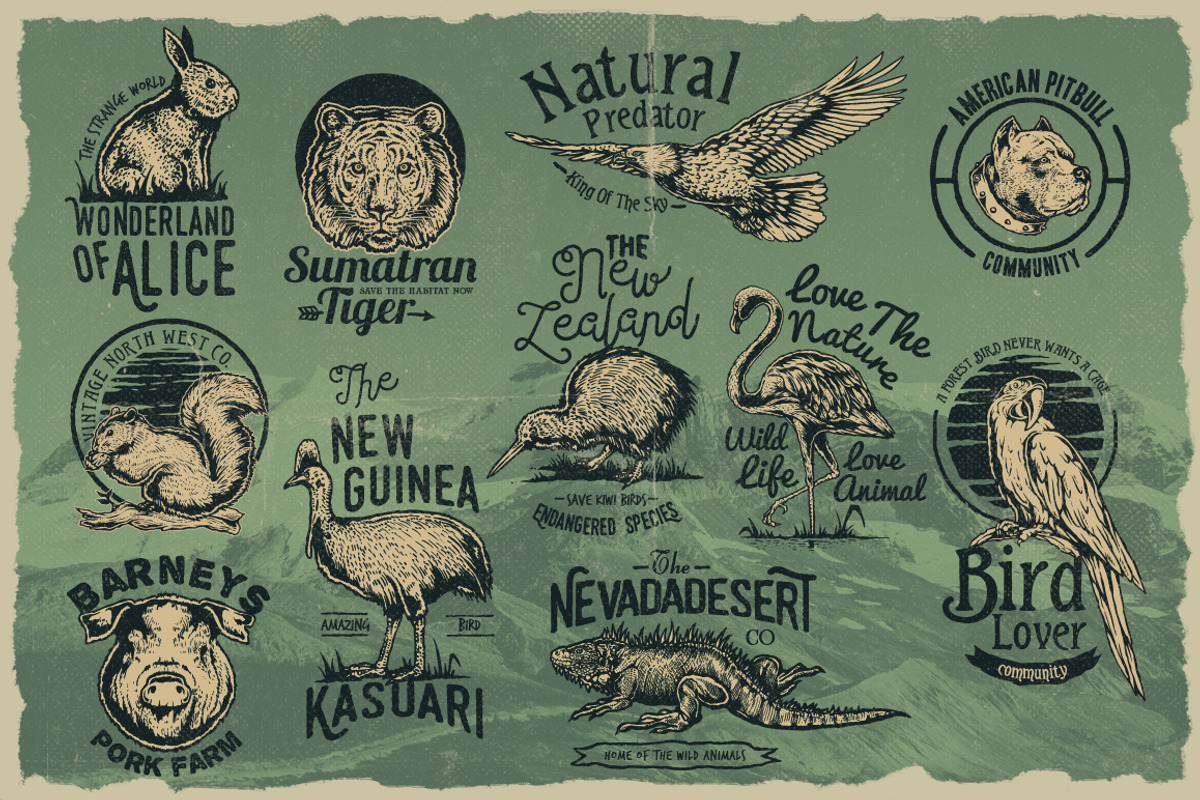 50 Vintage Animal Logo, a Branding & Logo Template by TSV Creative