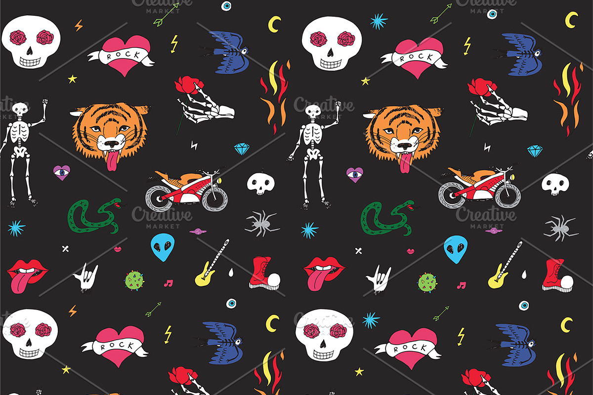 Punk Rock Doodles, a Pattern Graphic by GooseFrol