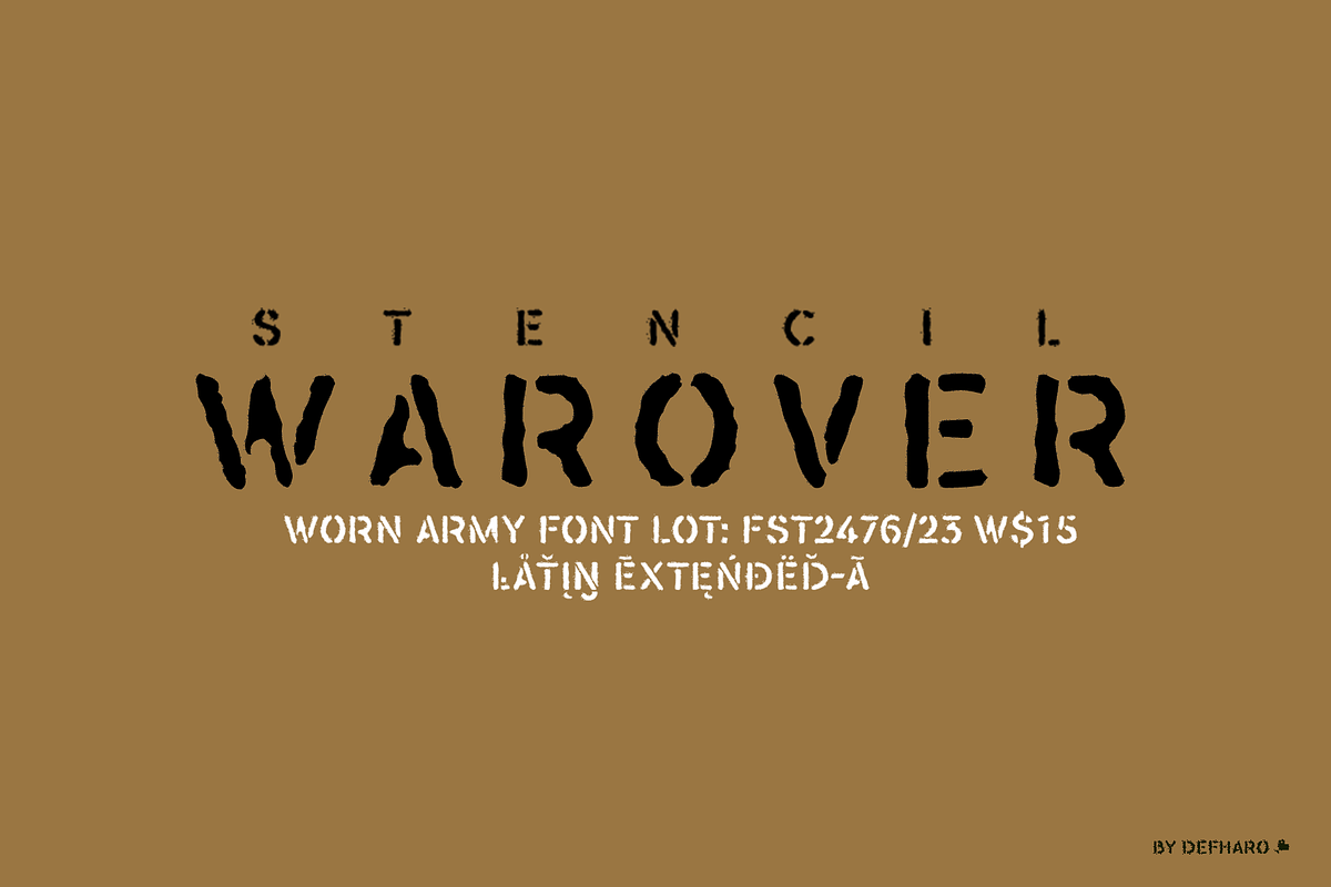 Warover a worn stencil font for design